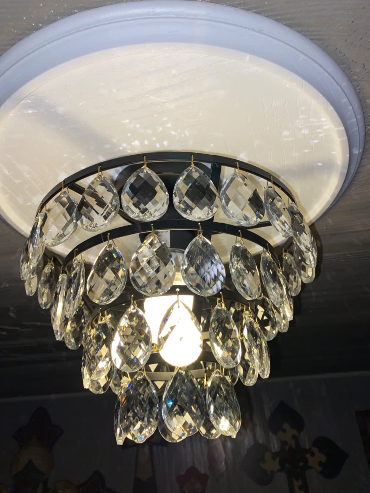 $9/mo - Finance Modern Crystal Ceiling Light - Black Semi Flush Mount ...
