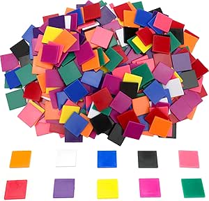Amazon.com: Coopay 200 Pcs Plastic Square Color Tiles, Bingo Chips ...
