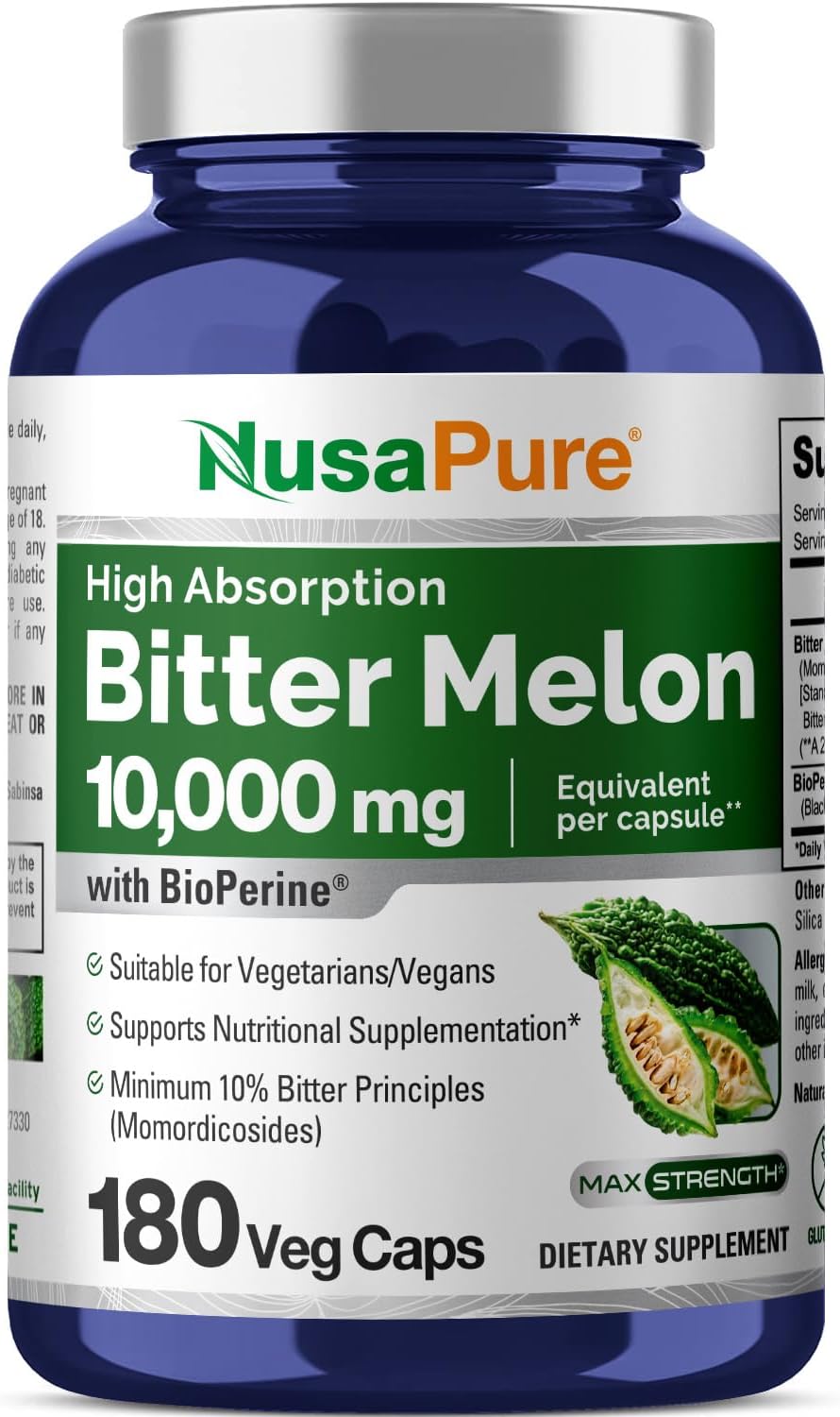 Amazon.com: NusaPure Bitter Melon Extract 10,000 mg 180 Vegan Caps (100 ...