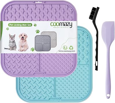 Coomazy Licky Mats for Dogs 2 Pcs Dog Slow Feeding Lick Mats with ...