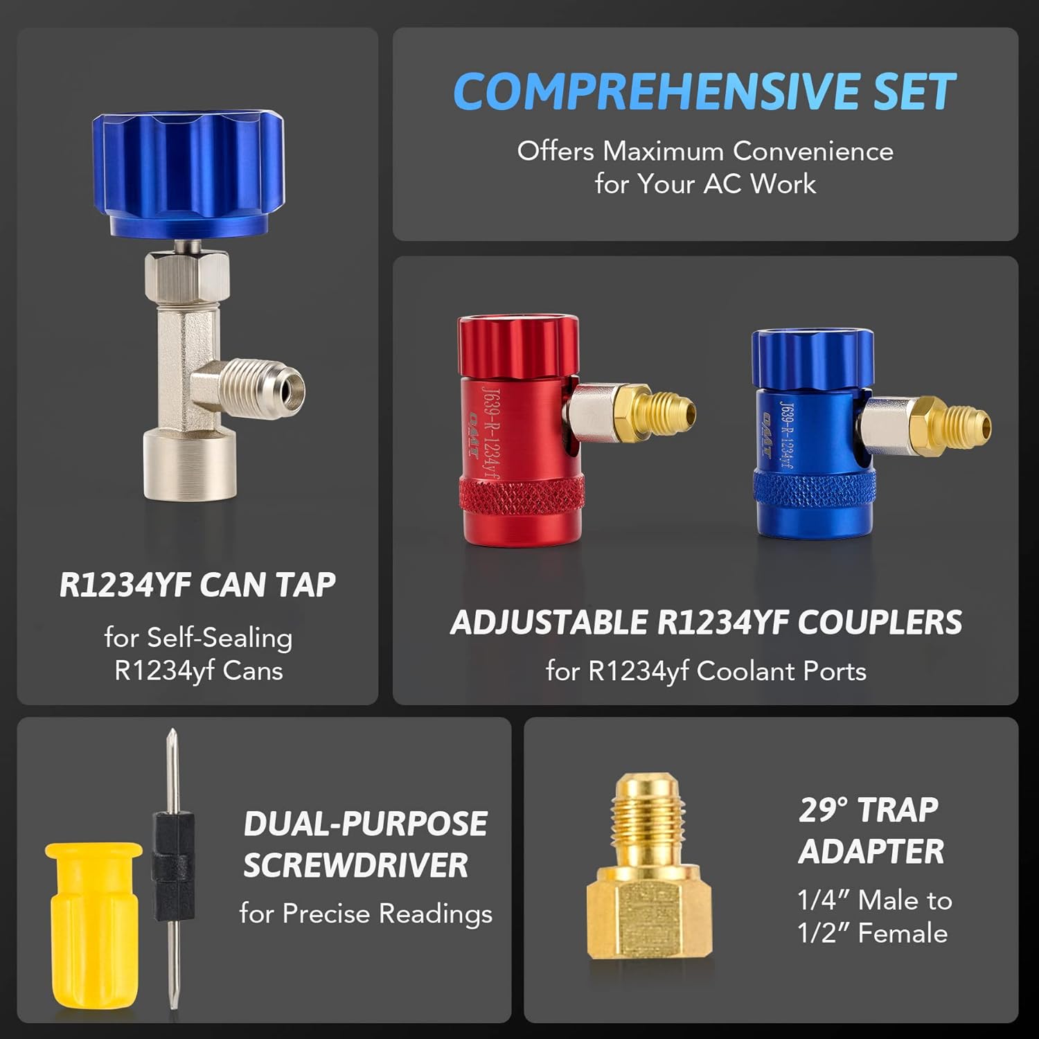 OMT R1234yf – Kit de recarga de CA R1234yf de 3 vías con mangueras ...
