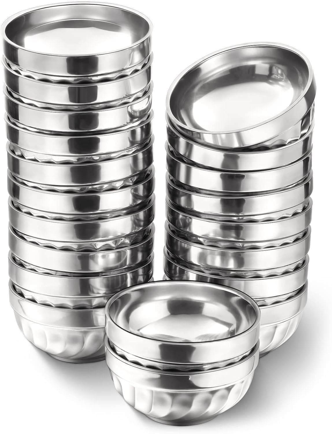Amazon.com: Mimorou 20 Pack Stainless Steel Bowls 4.5 Inches Metal ...