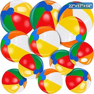 Amazon.com: [ 22''+17''+14'' ] 12 Pack Rainbow Beach Balls Bulk ...