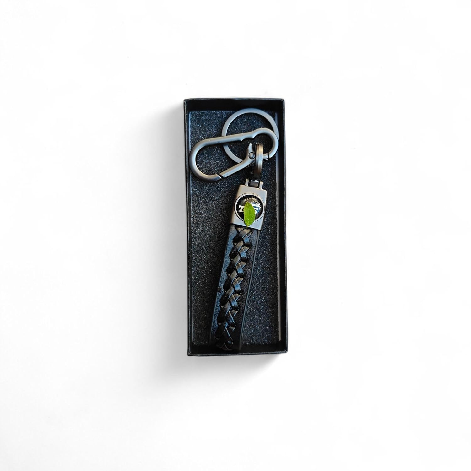 Black Leather Keychain Compatible with TVS Apache | Embossed Logo ...