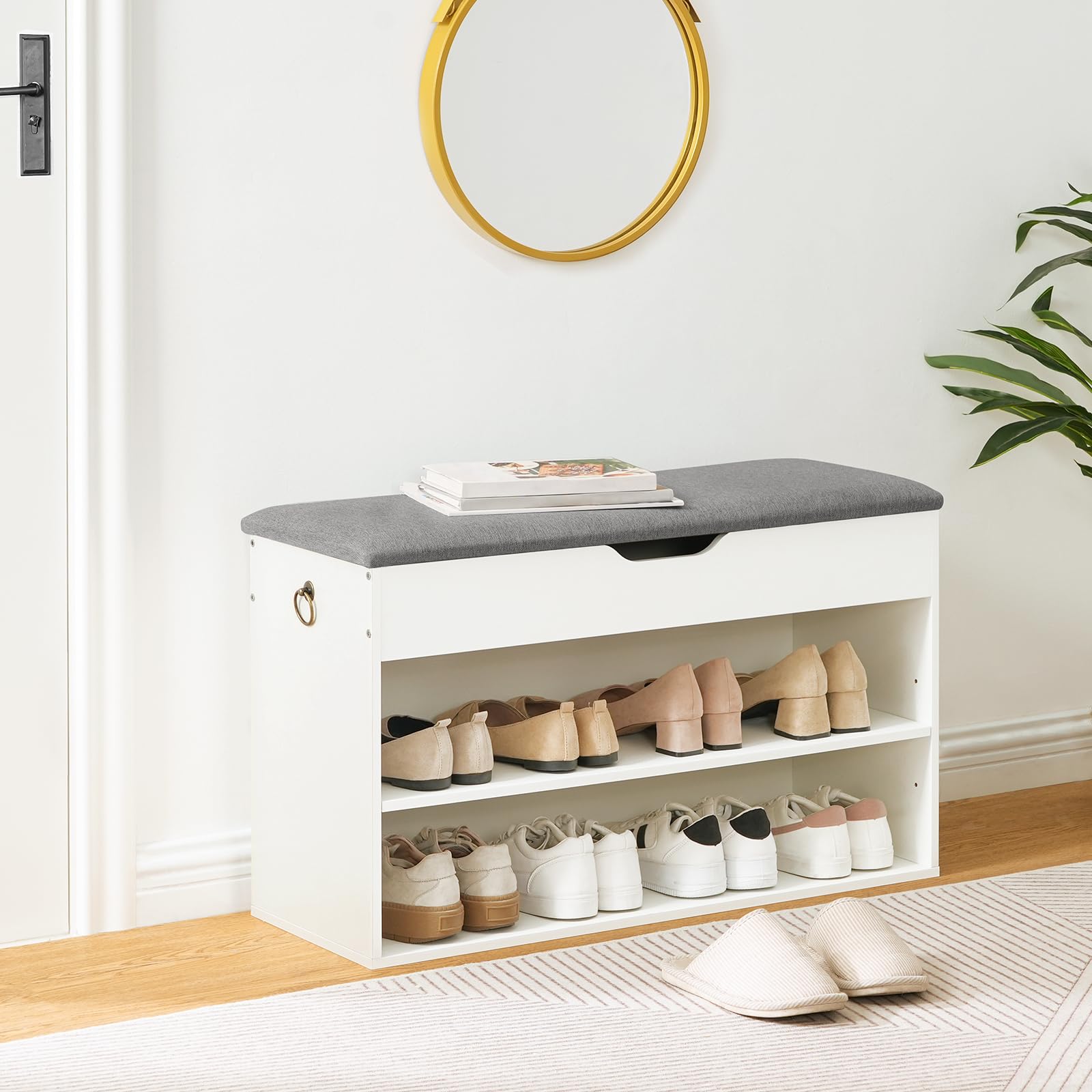 HOOBRO Shoe Storage Bench with Cushion, Entryway Bench with Lift Top ...