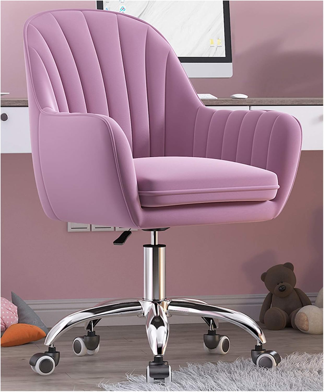 Amazon.com: Home Office Chair Swivel Velvet Desk Chair, Ergonomic Study ...