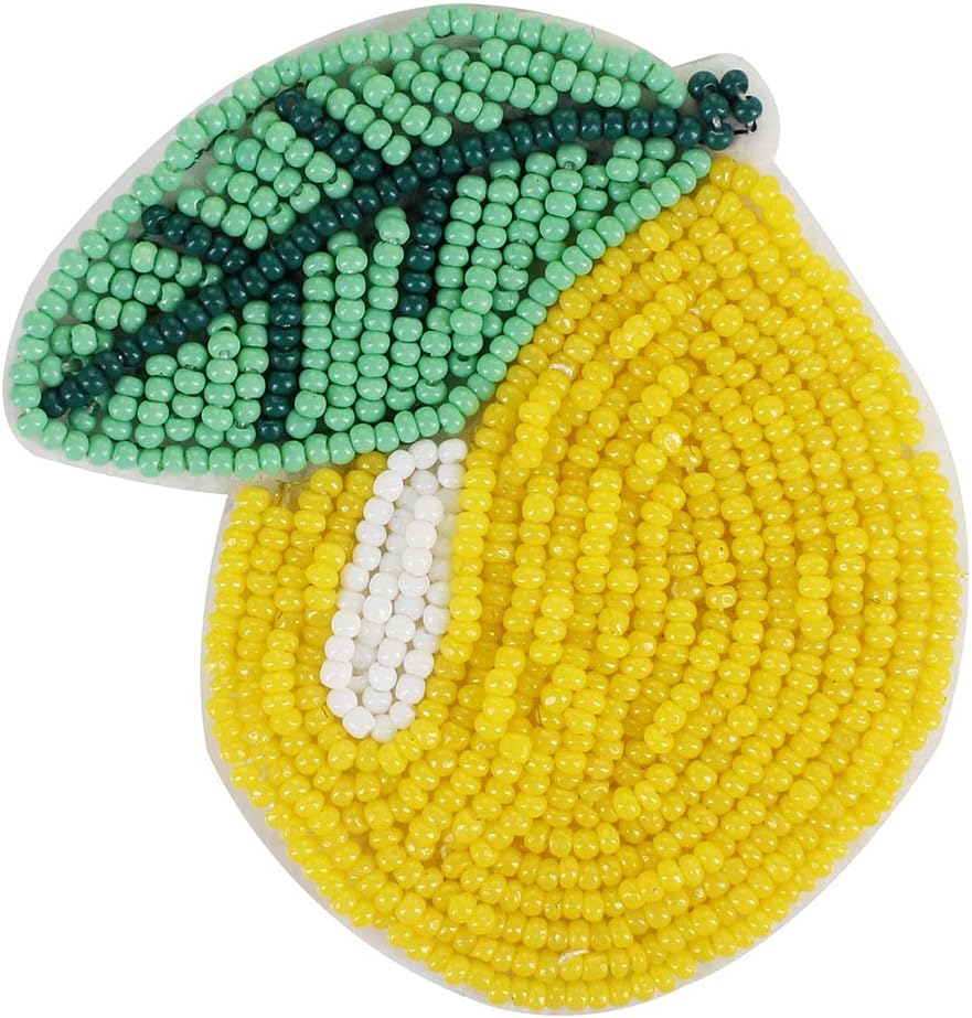 Amazon.com: 2 Beaded Lemon Badges for Women Brooches Fruits Patches for ...