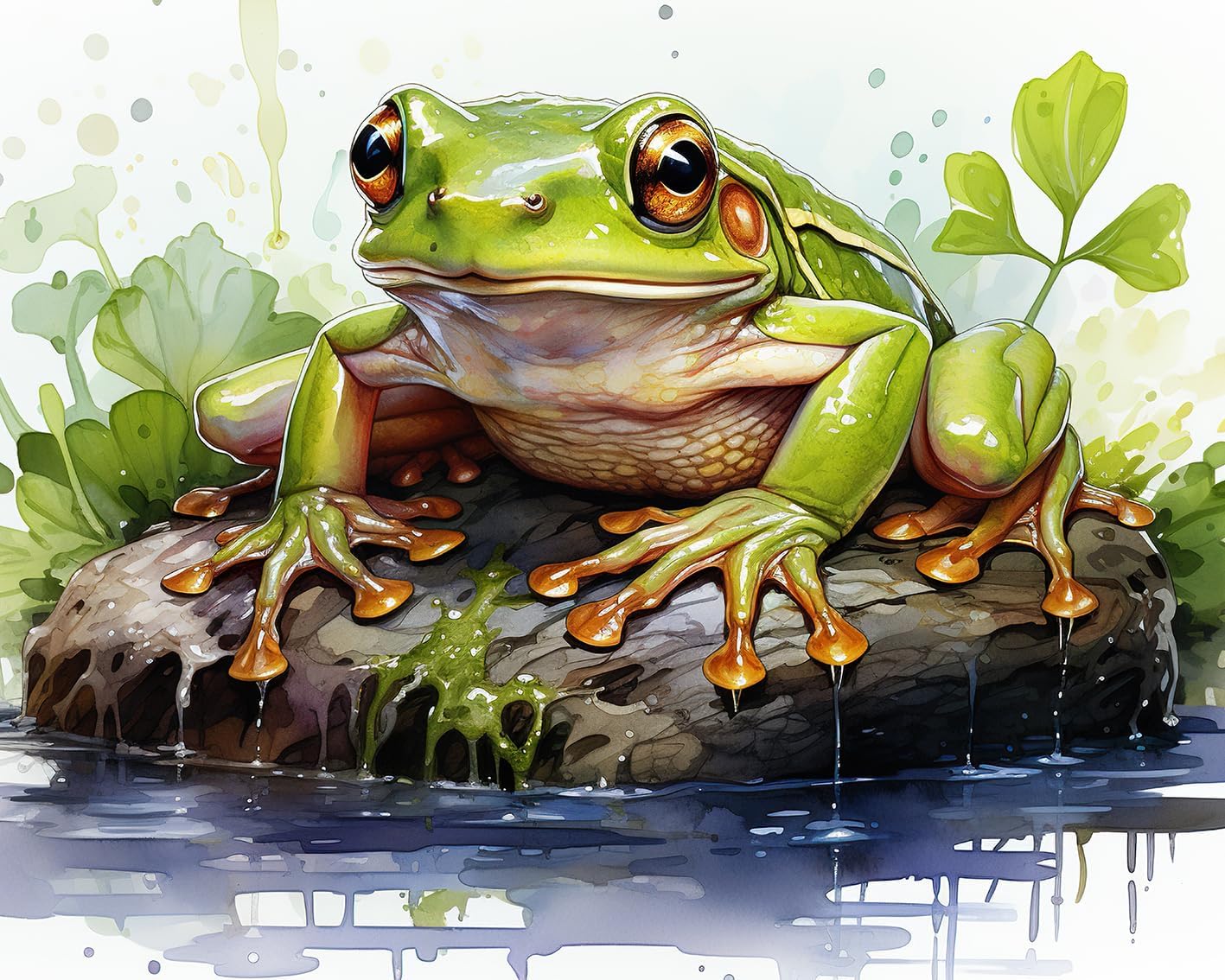 TISHIRON Green Frog DIY Paint by Numbers for Adults Beginner Oil ...