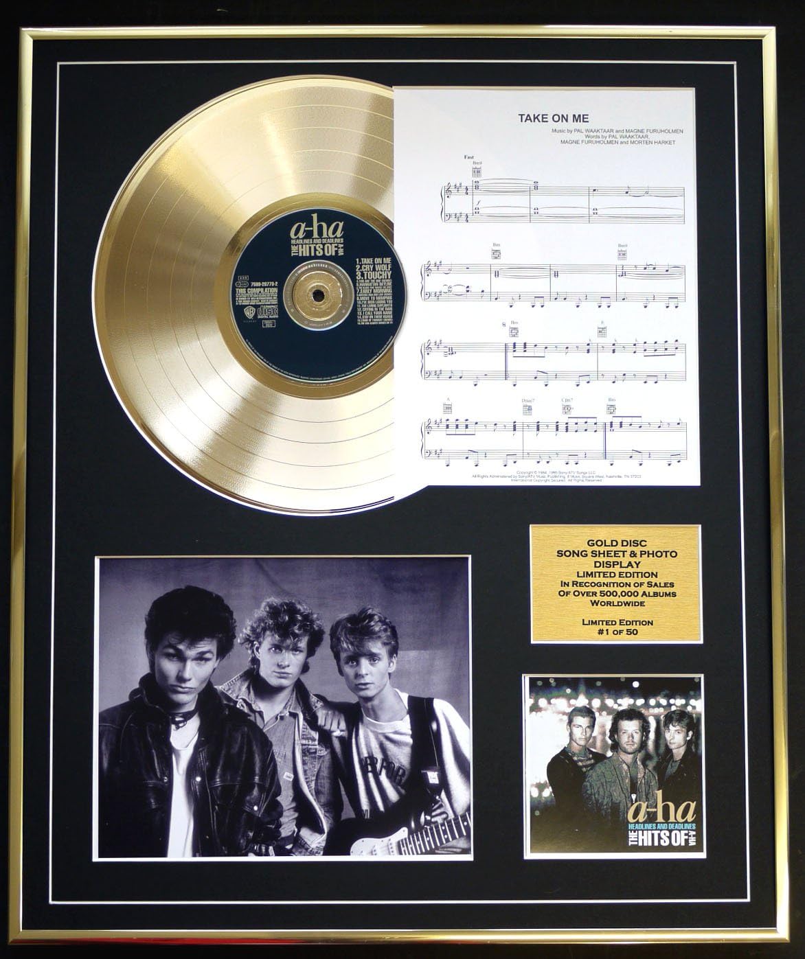 GOLD RECORD Disque d'or A-HA/CD, partitions de chansons et Affichage ...