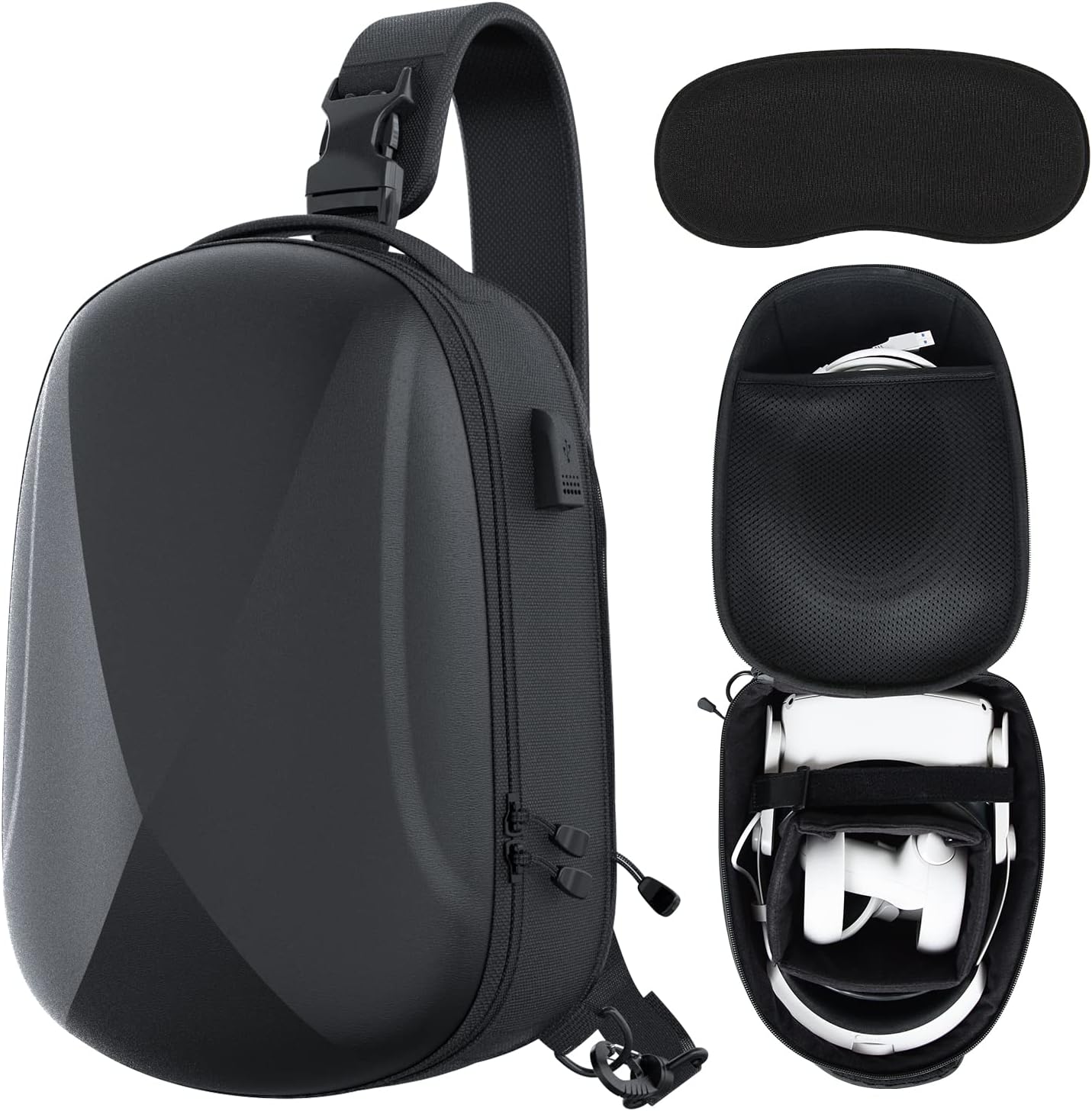 Amazon.com: ZYBER Hard Carrying Case for Meta Quest 2, Black Backpack ...