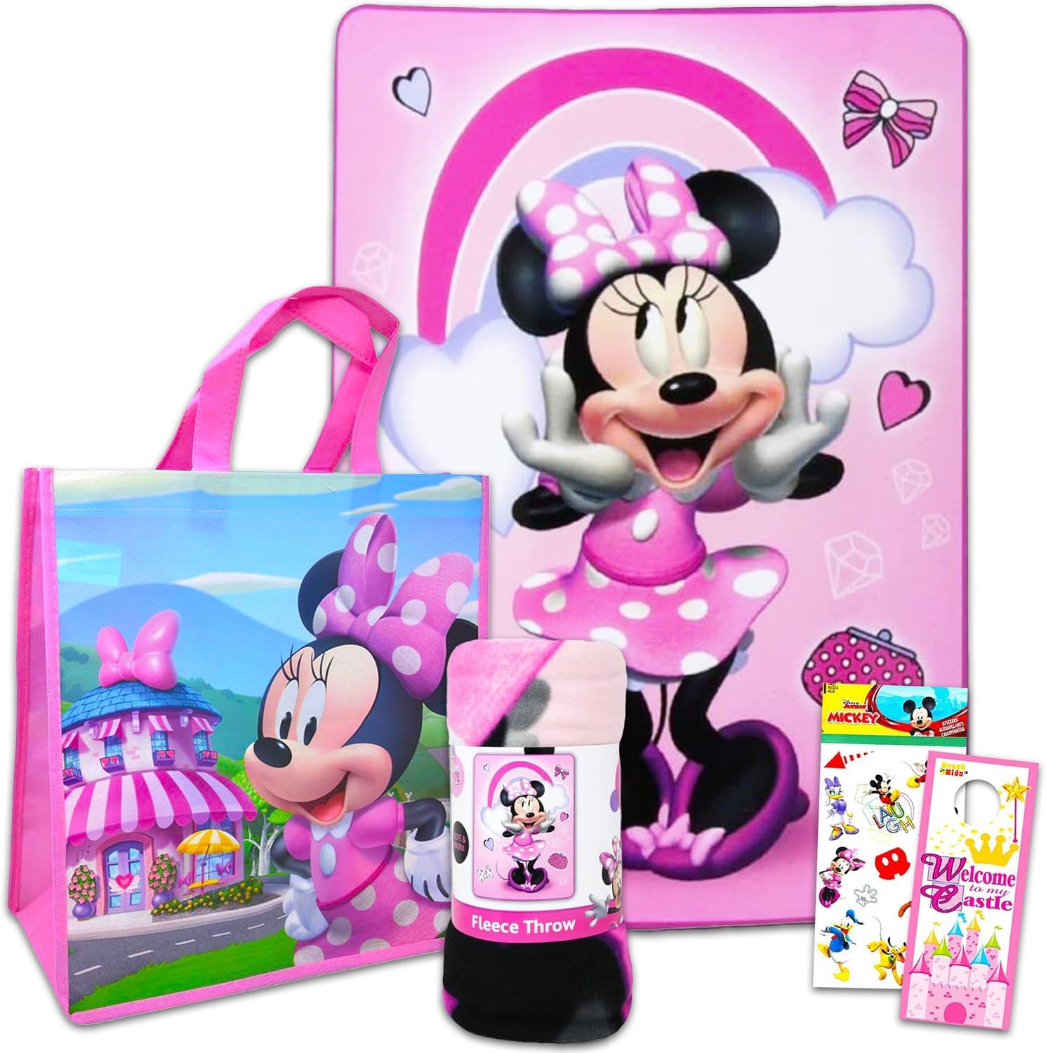 Amazon.com: Disney Minnie Mouse Fleece Blanket Sleepover Set for Girls ...