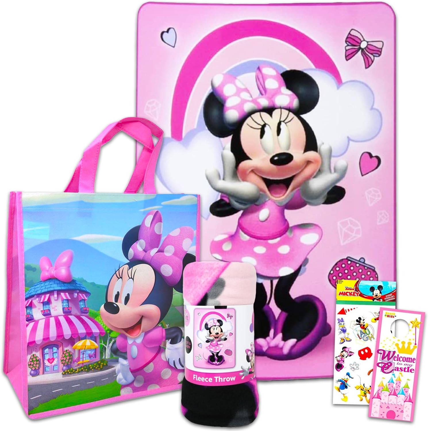 Amazon.com: Disney Minnie Mouse Fleece Blanket Sleepover Set for Girls ...