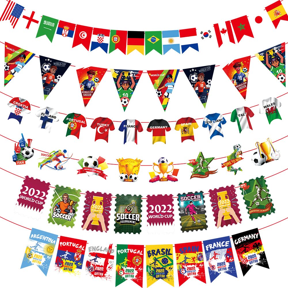 Drapeaux de la Coupe du Monde 2022, 6 Pièces Drapeaux du Monde Bannière ...