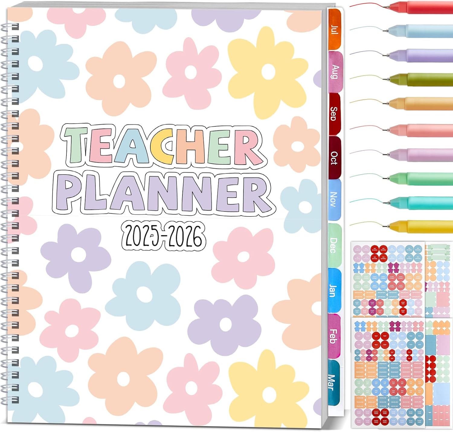 11PCS 2025-2026 Teacher Planner Notebook with 10 Pens&Section Lesson ...