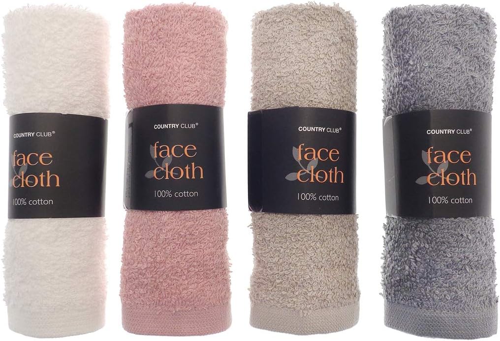 Country Club Set of 4 Super Soft Face Cloths : Amazon.co.uk: Home & Kitchen