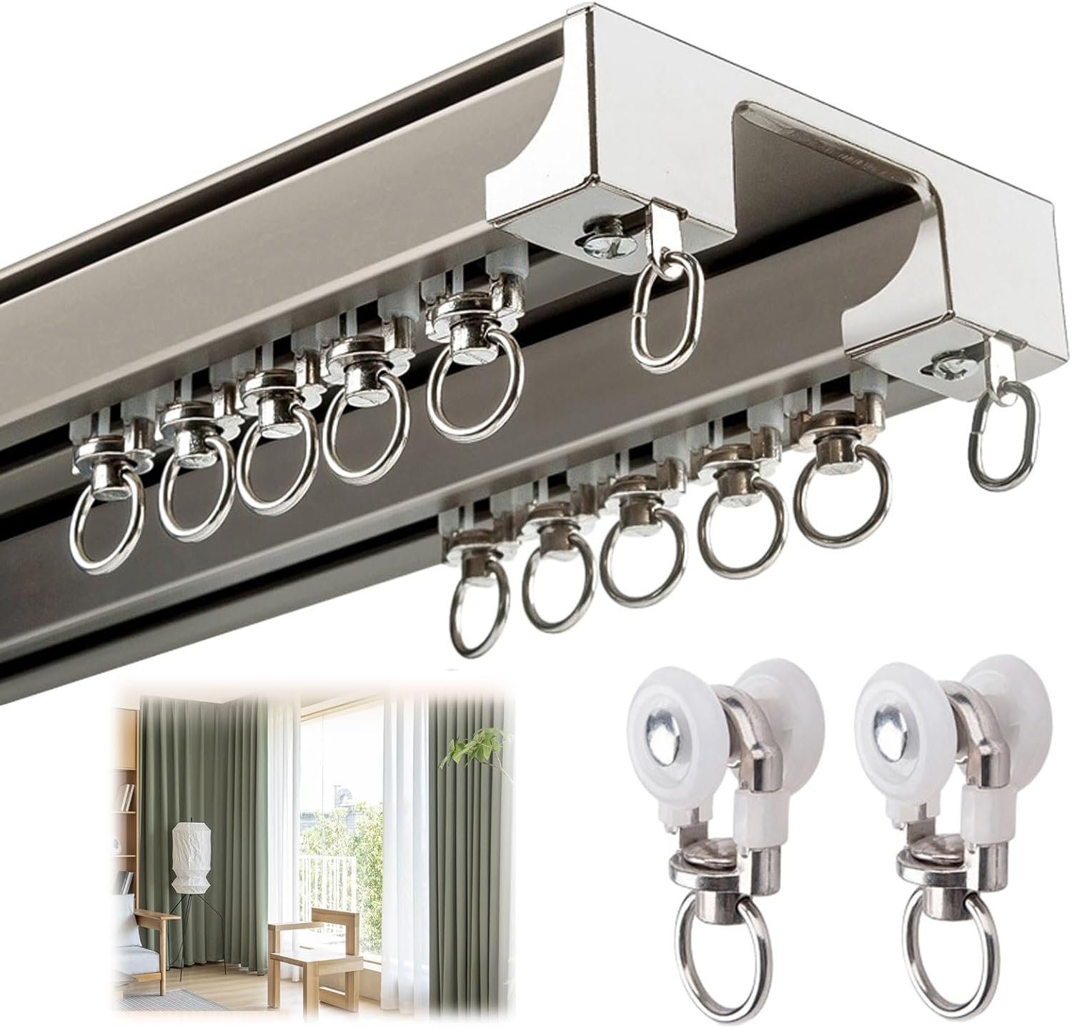 Amazon.com: Shower curtain rod, Aluminium Curtain Rail Ceiling Track ...