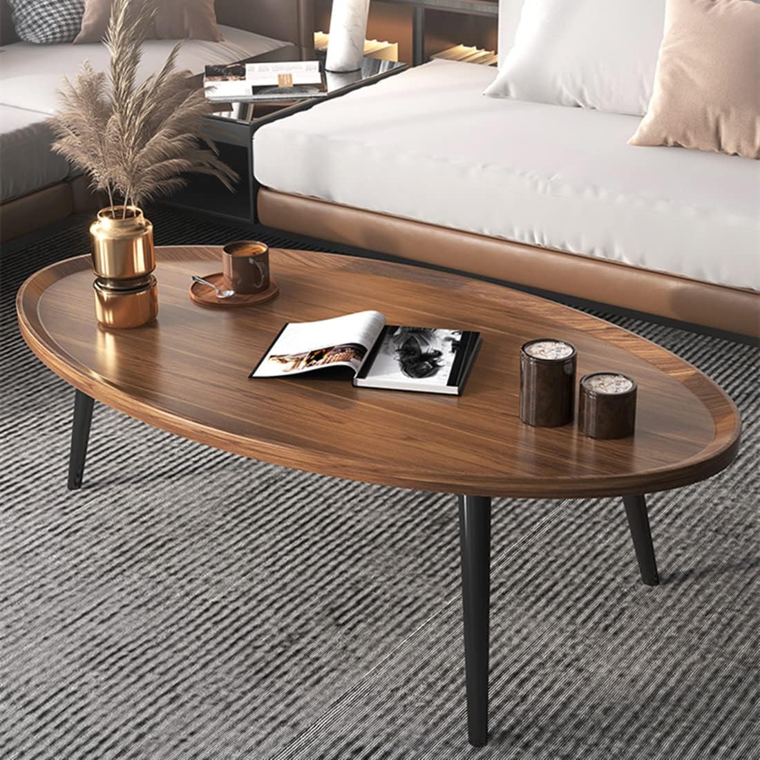 Amazon.com: Rustic Oval Coffee Table Mid Century Modern Nesting Tables ...