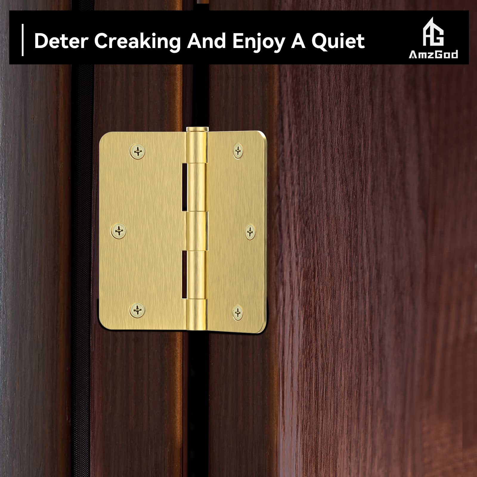 Snapklik.com : Satin Brass Hinges - 42 Pack Gold Rounded 3.5 Inch ...