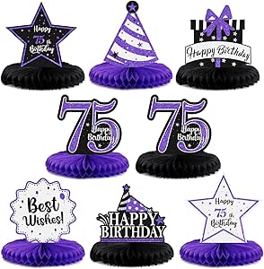 Amazon.com: LASKYER Happy 75th Birthday Party Decorations, Glitter ...