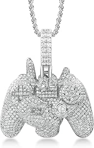 WORFAJEW Iced Out Game Controller Pendant Mens, Moissanite Necklaces ...
