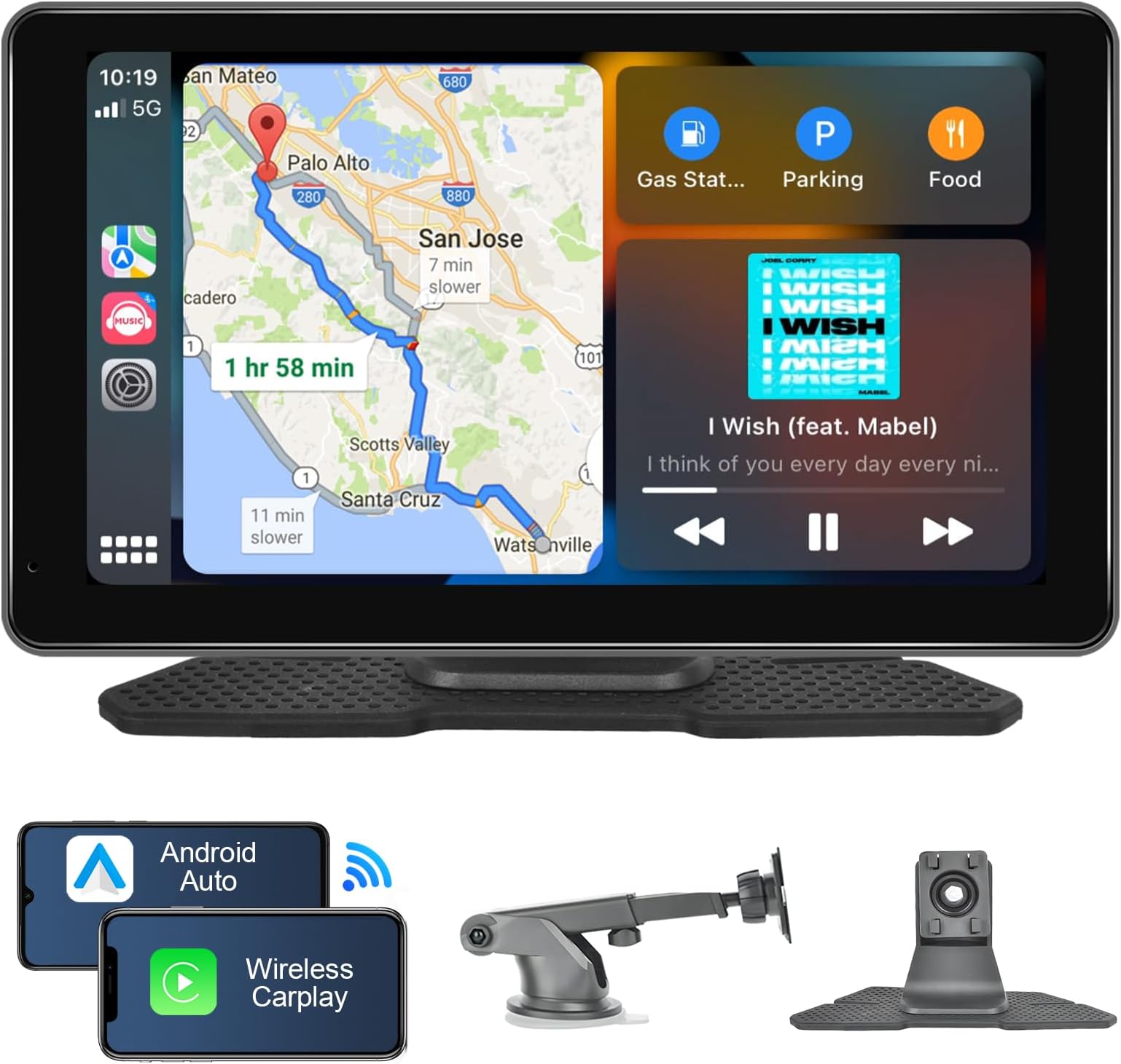 Amazon.com: Portable Wireless Apple Carplay/Android Auto Car Stereo ...