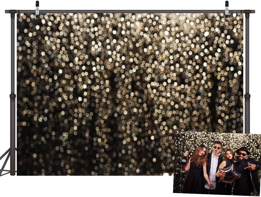 LYWYGG 7x5FT Sparkly Backdrop Gold and Black Bokeh Spots Photography ...