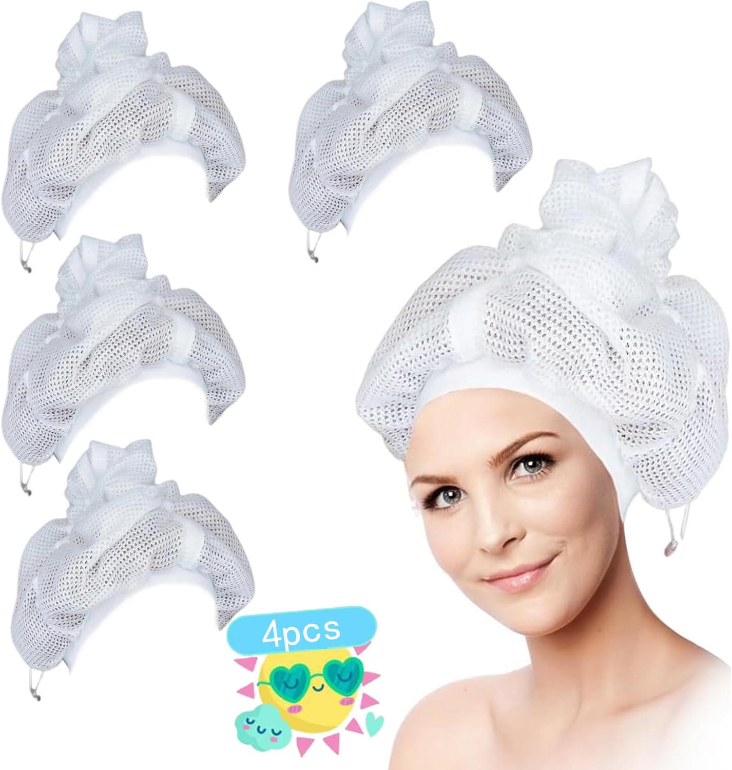 Amazon.com : 4 Pcs Net Plopping Cap for Drying Curly Hair, Plopping Cap ...