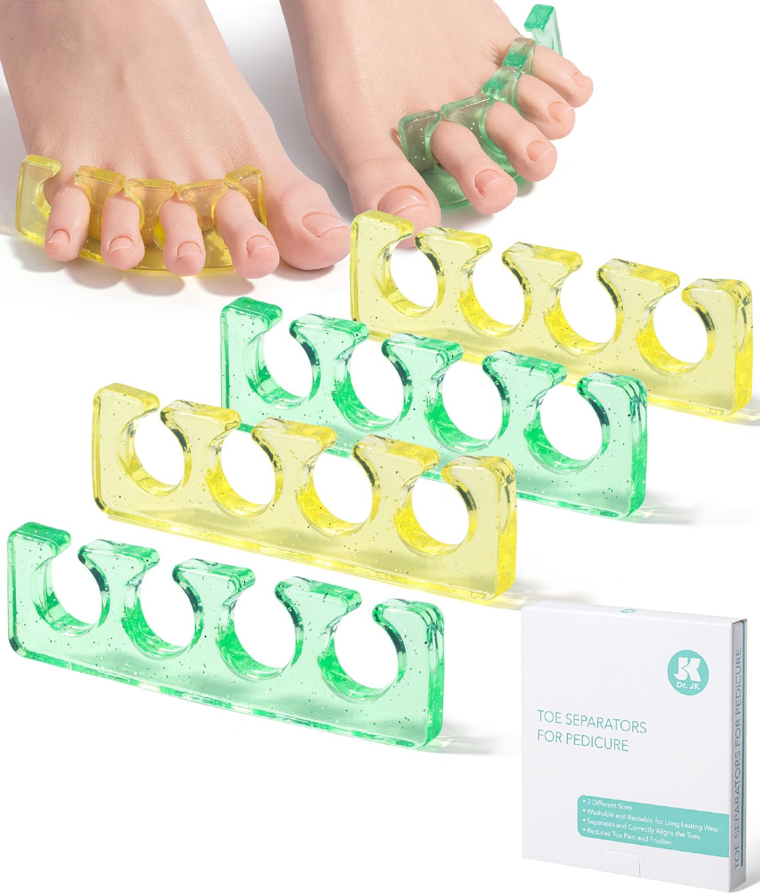 Amazon.com : DR. JK- Toe Separators for Pedicure, 2 Pairs, Clear & Pink ...