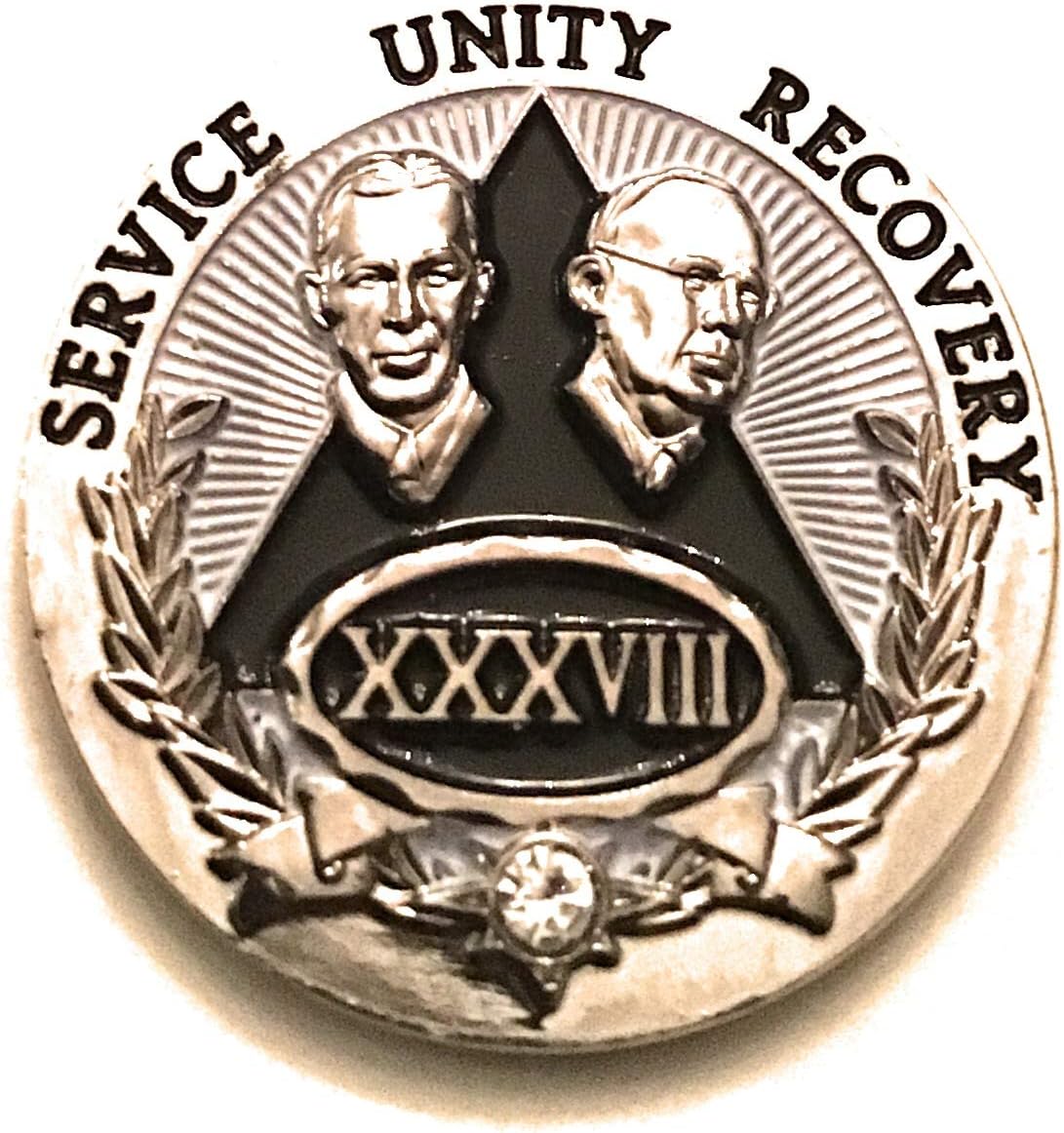 Amazon.com: Recovery Line 38 Year AA Medallion - Alcoholics Anonymous ...