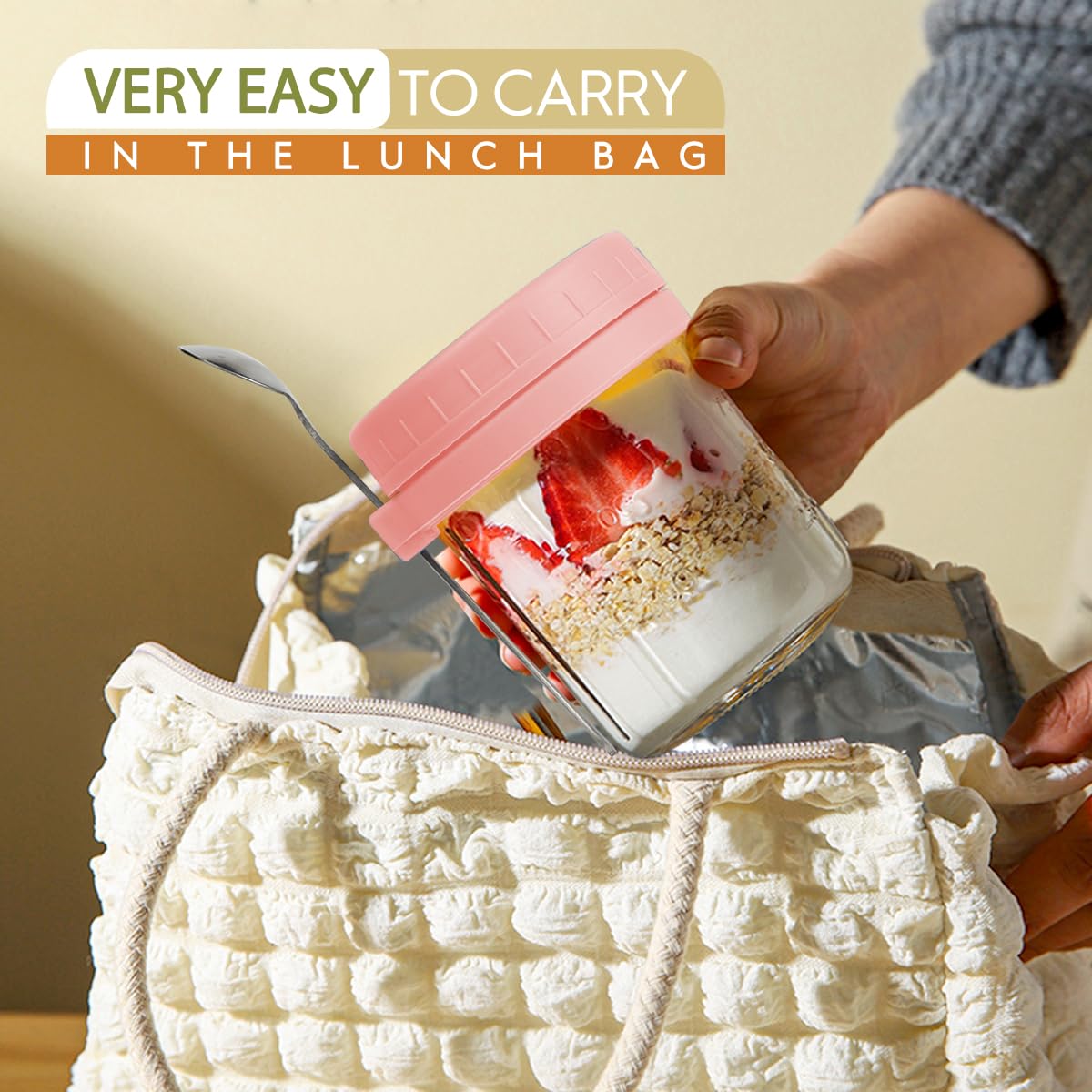 ZIJUND 10 Pack Overnight Oats Containers with Lid and Spoon, 16 oz &10 oz Glass Mason Overnight ...