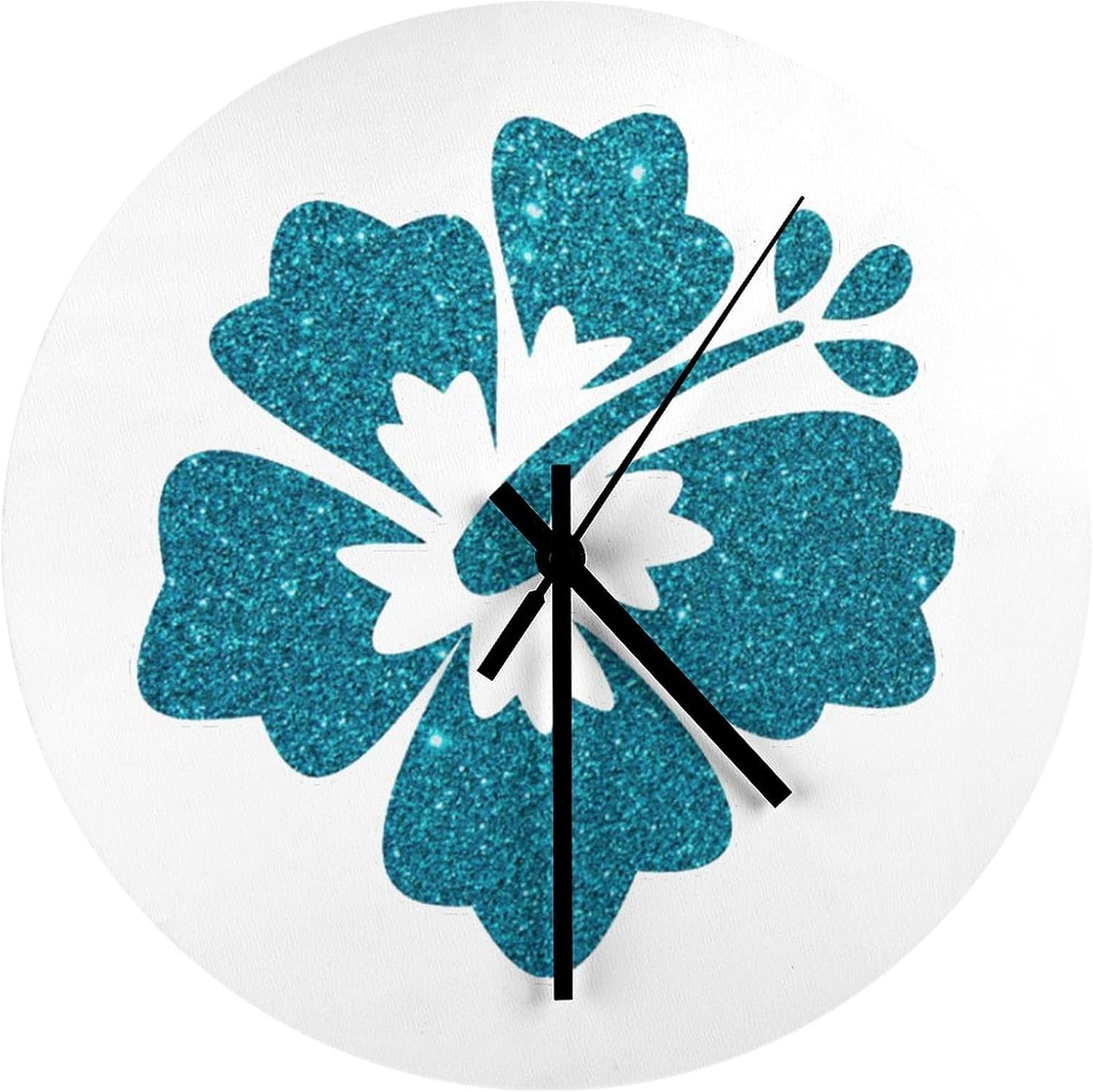 Amazon.com: Glitter Hibiscus Wall Clock Silent Non Ticking Quartz No ...