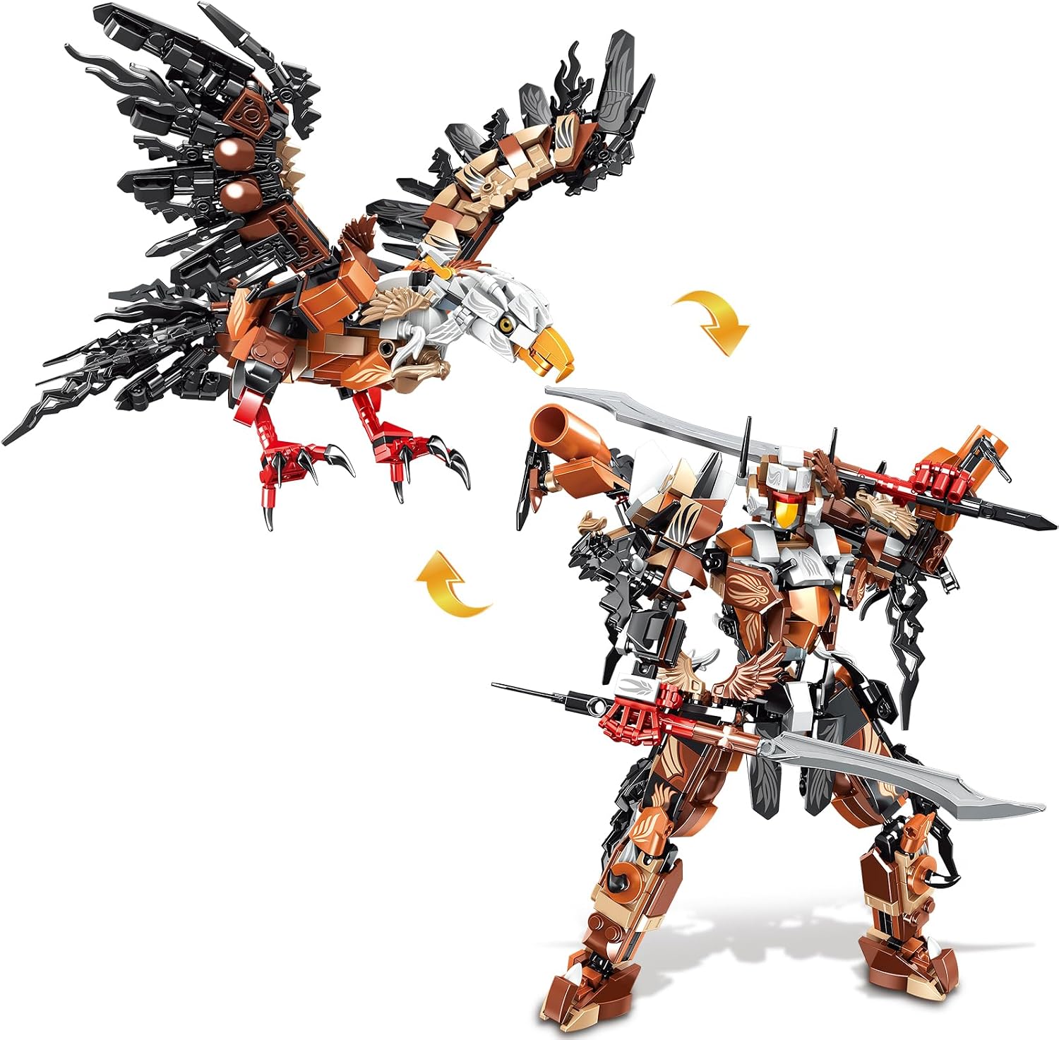 2 in 1 Transforming Eagle Mecha Robot Building Set，587 PCS Compatible ...