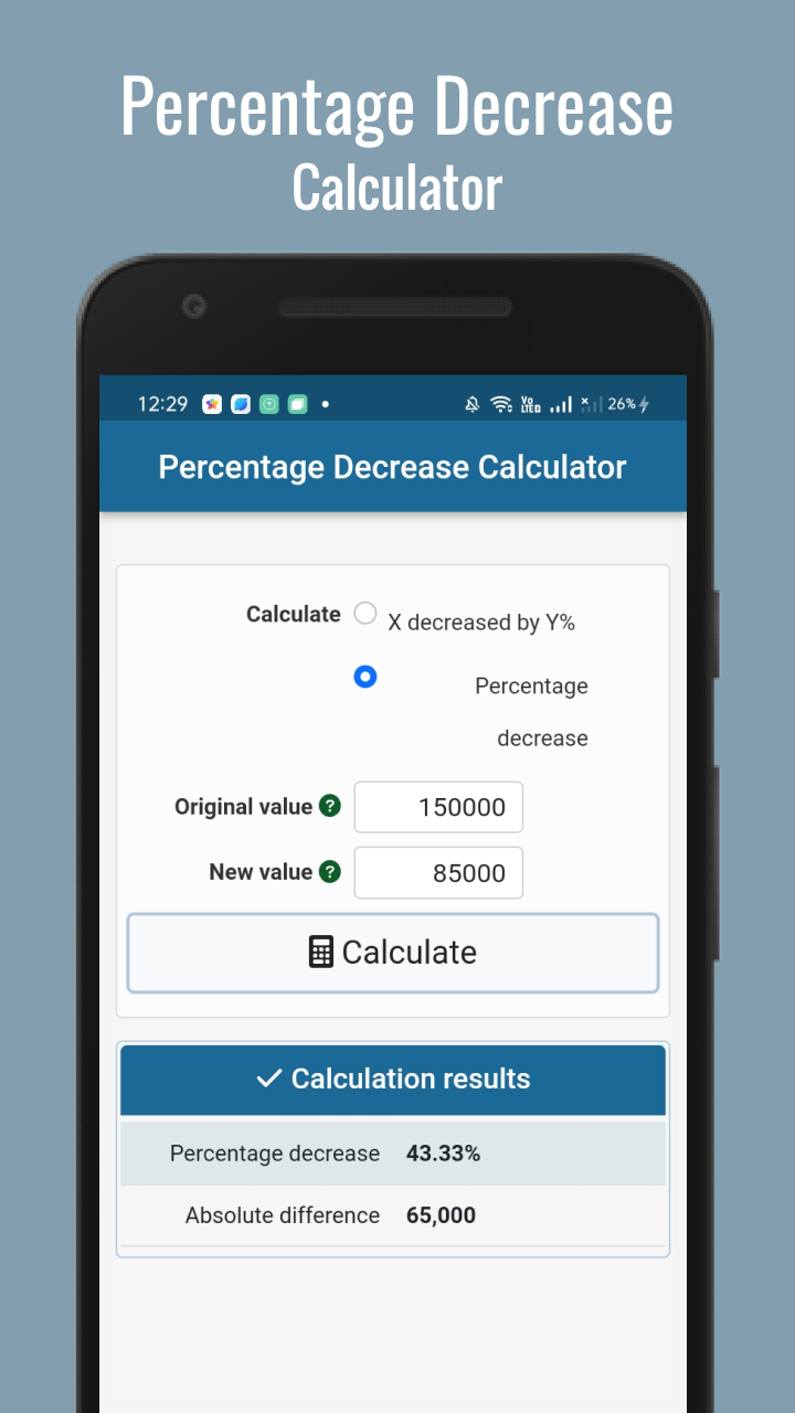 Percentage Decrease Calculatorappstore For Android 3850
