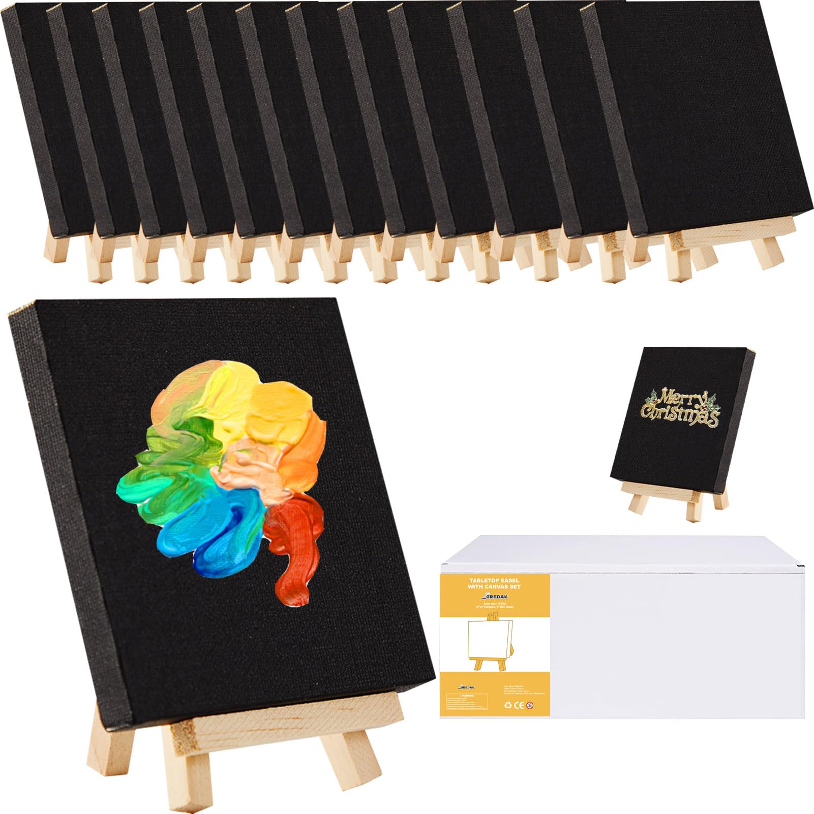 Amazon.com: Gredak Black Mini Canvases for Painting with Easel Set ...