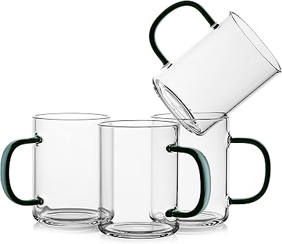 Amazon.com | LUXU Glass Coffee Mugs Set of 4,Borosilicate Glass Coffee ...