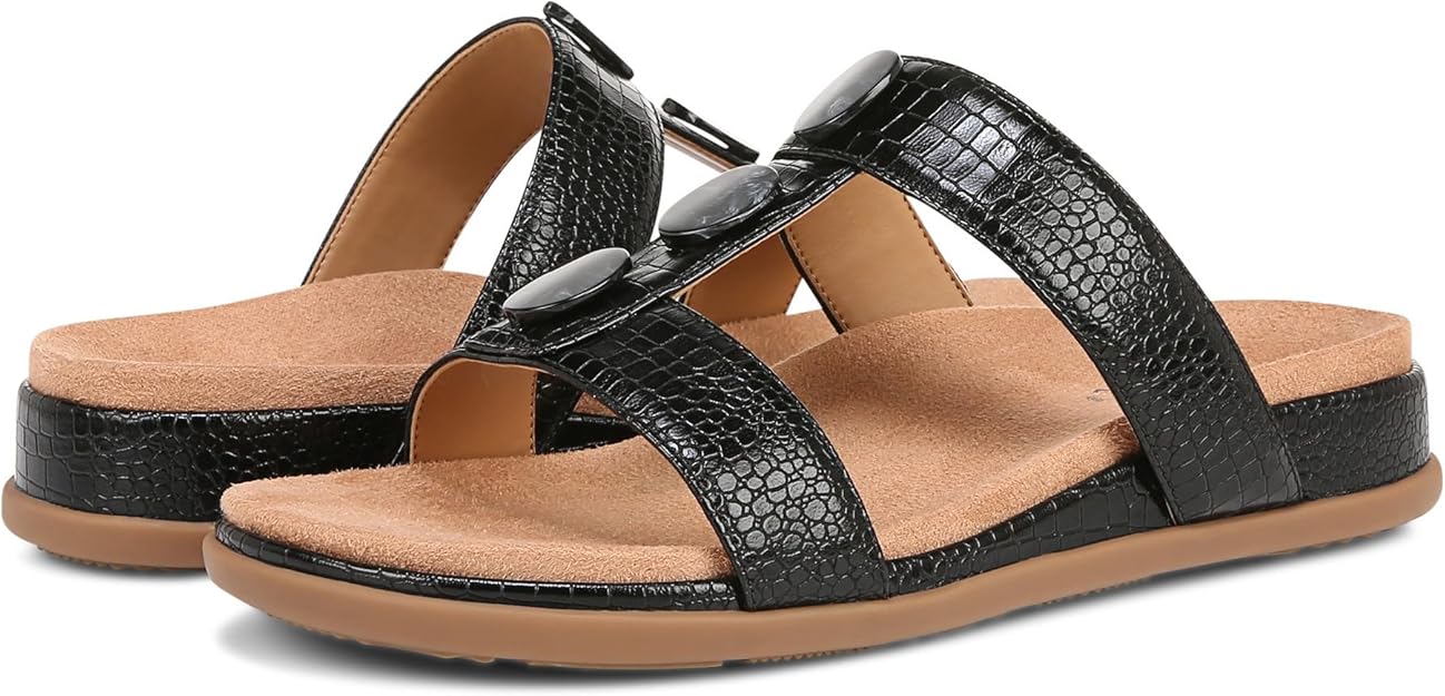 Amazon.com | Vionic Serra Women's T-Strap Slip-on Supportive Sandal ...