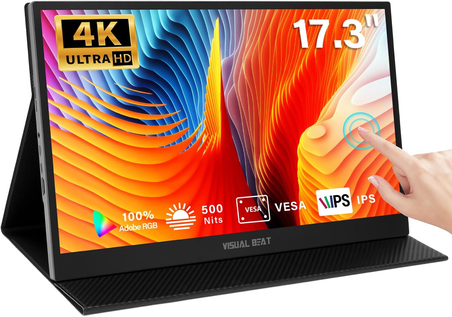 Amazon.com: Visual Beat 17.3'' 4K Portable Touchscreen Monitor, UHD ...