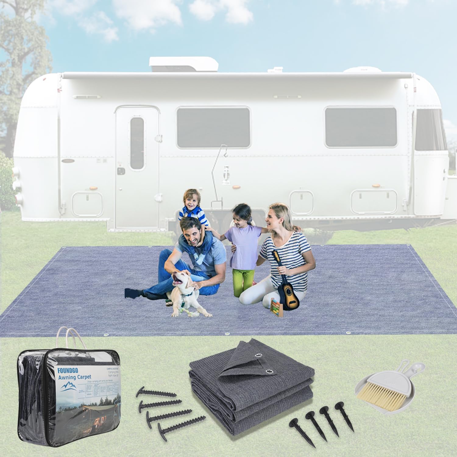 Amazon.com: FoundGo Awning Carpet HDPE Camping Outdoor Rug with Eyelets ...