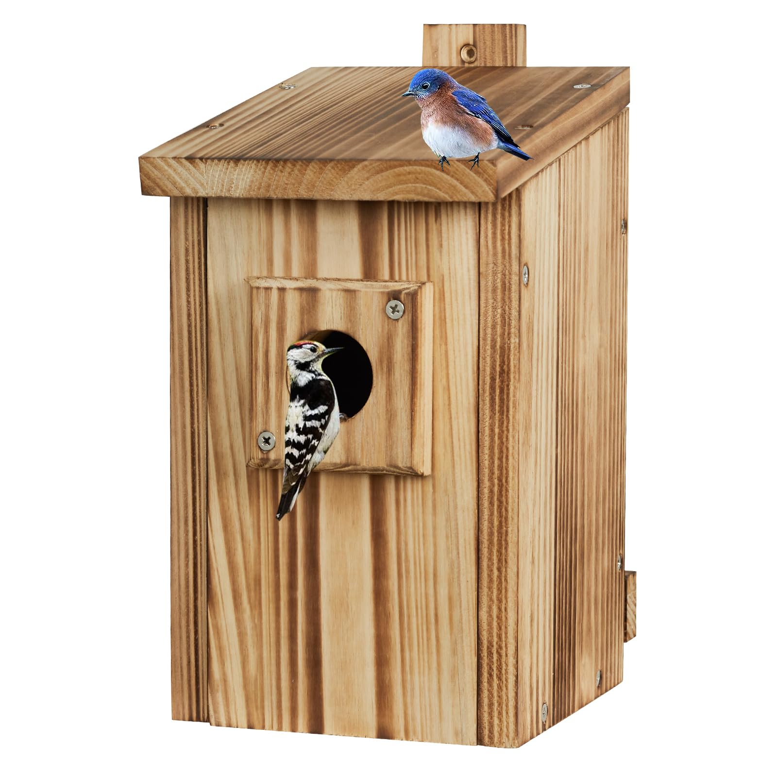 Outdoor Wooden Bird House,Hanging Bird Nesting Box for Outside ...