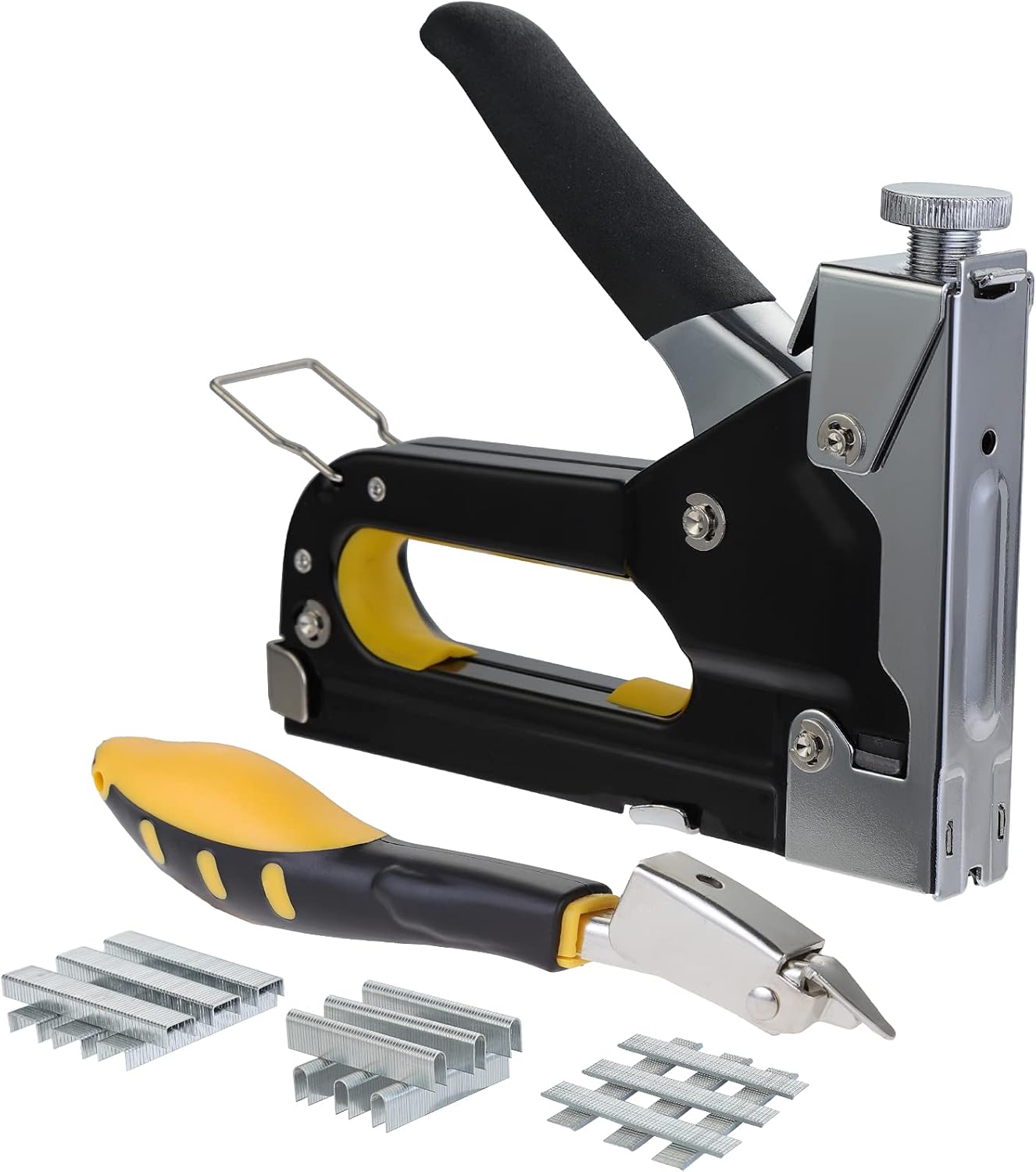 HSEAMALL Heavy Duty Staple Gun with Staple Remover 3-Way Hand Nail Guns ...