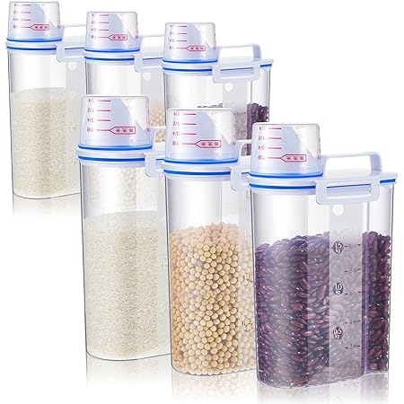 Amazon.com: 6 Pieces Rice Storage Barrel Rice Cereal Containers ...