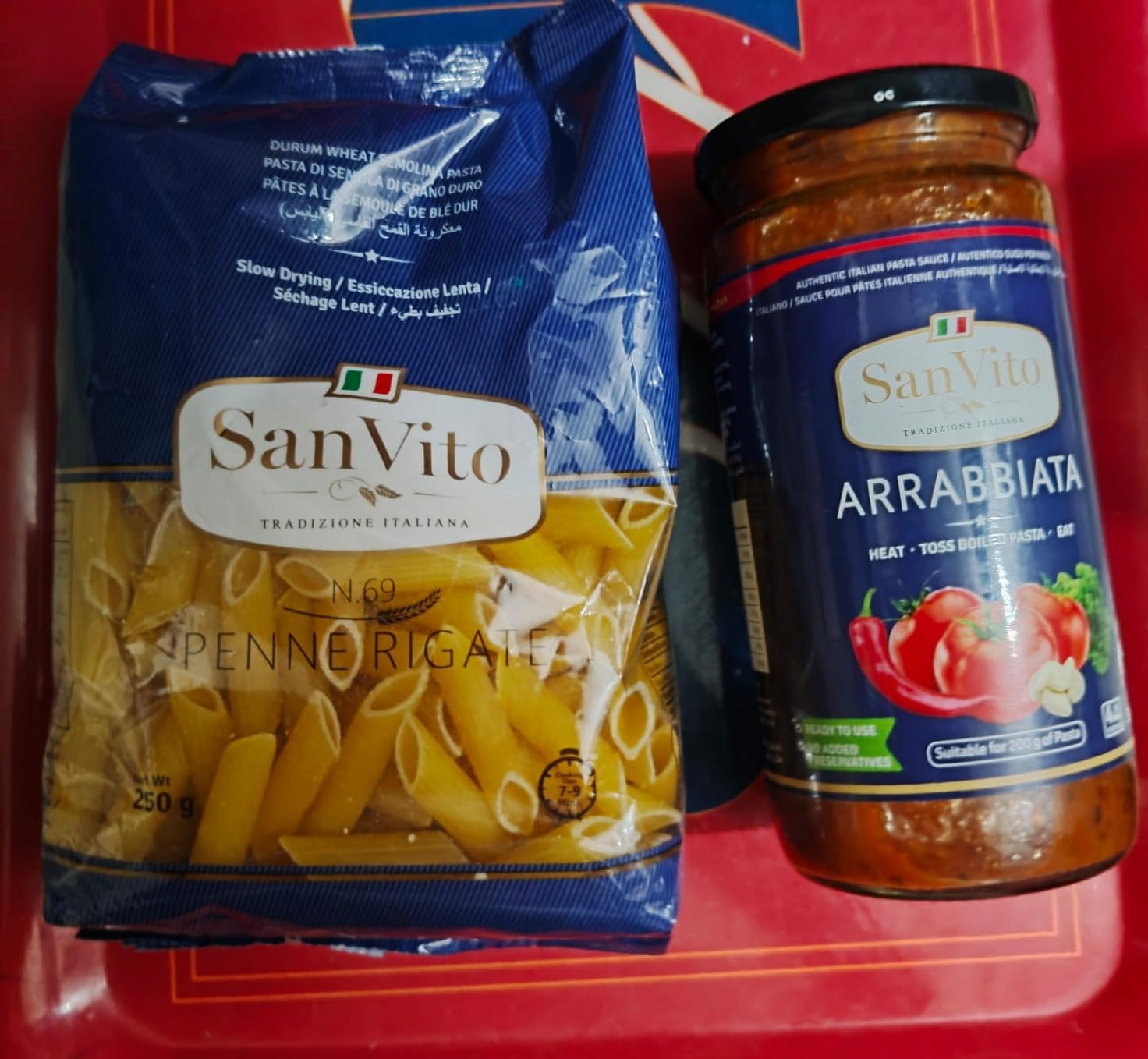 San Vito Pasta Sauce, Arrabbiata, 360 g + San Vito Durum Wheat Pasta ...