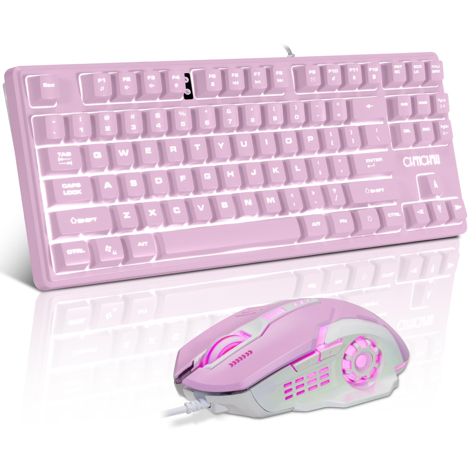 Amazon.com: CHONCHOW LED Keyboard and Mouse Combo,Wired 87 Key ...