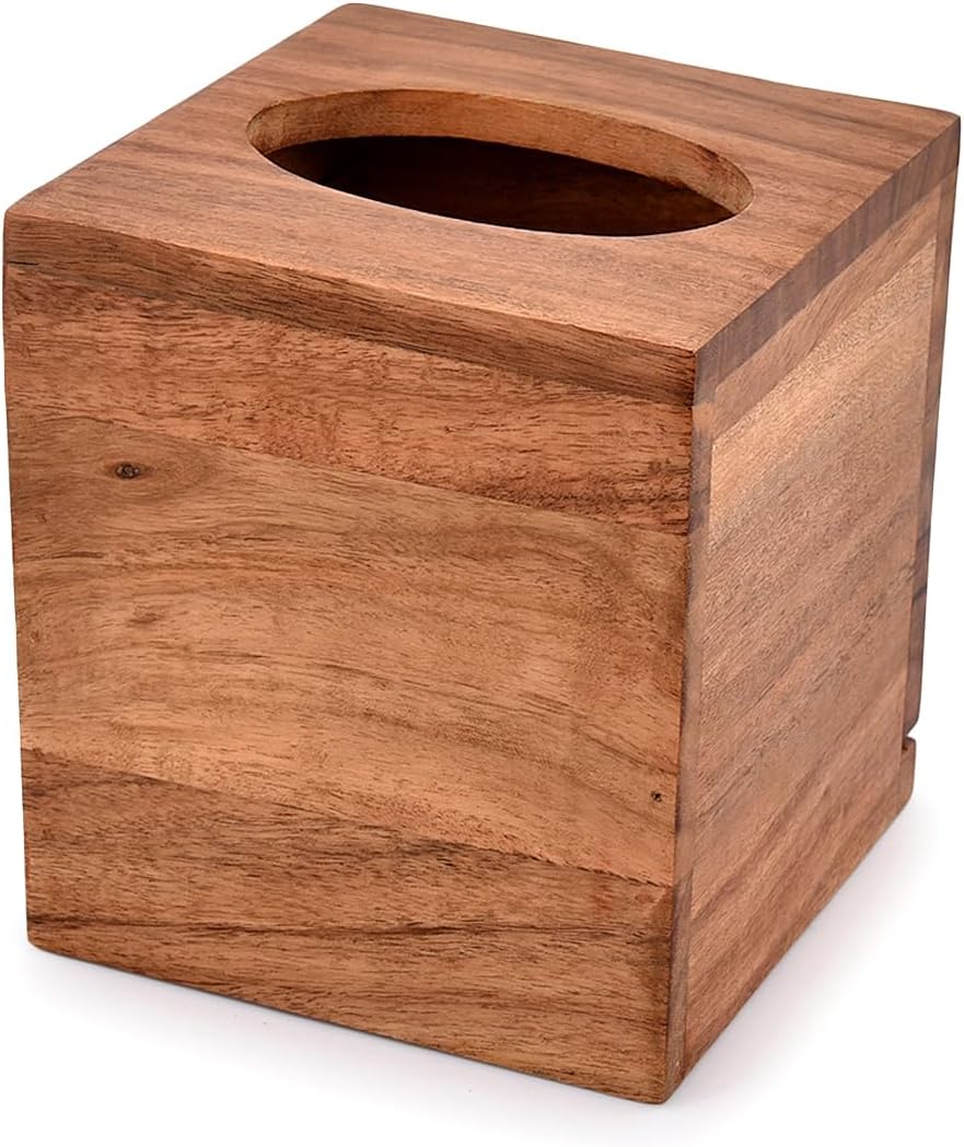 Amazon.com: NIRMAN Acacia Wood Square Tissue Box with Slide-Out Bottom ...