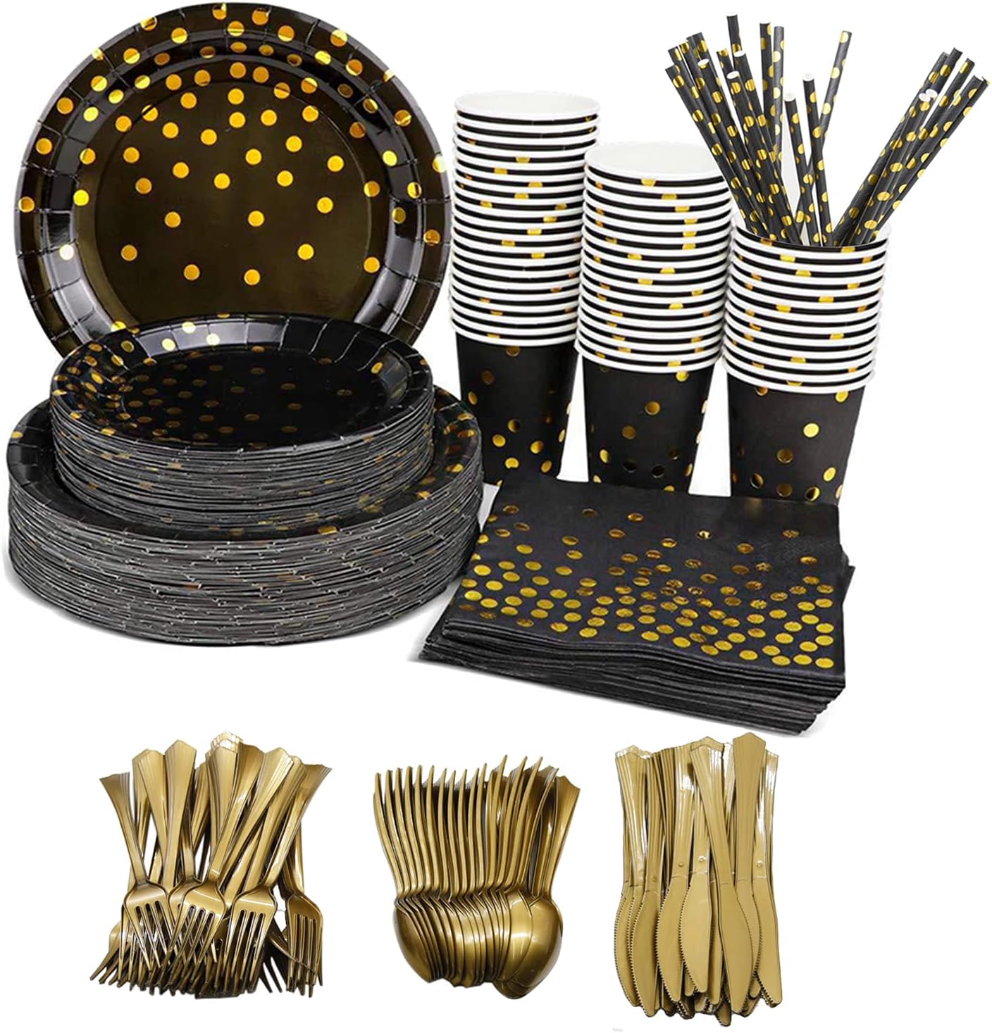 Amazon.com: 160PCS Disposable Cutlery Set for 20 Guests Blue and Gold ...