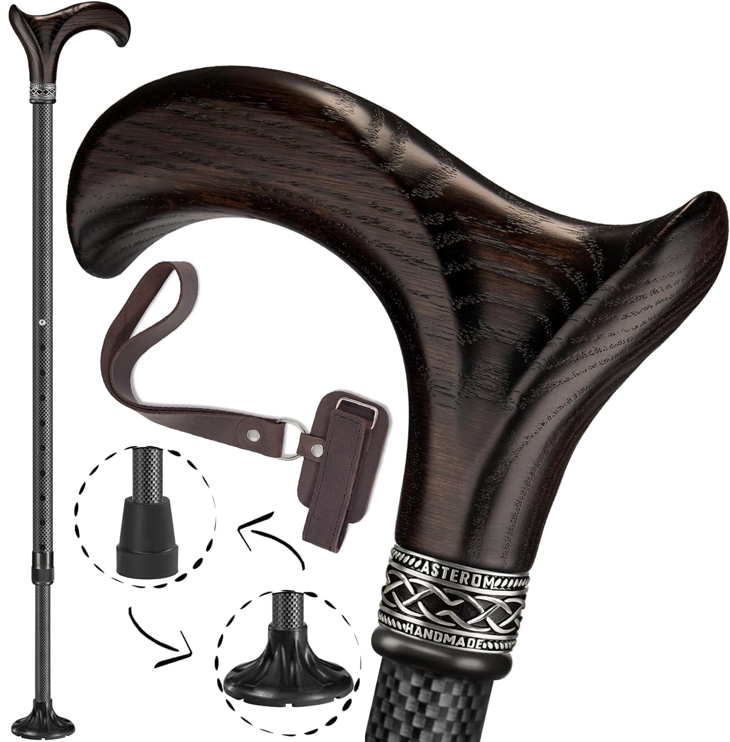 Amazon.com: Asterom Adjustable Carbon Fiber Cane - Lightweight Derby ...