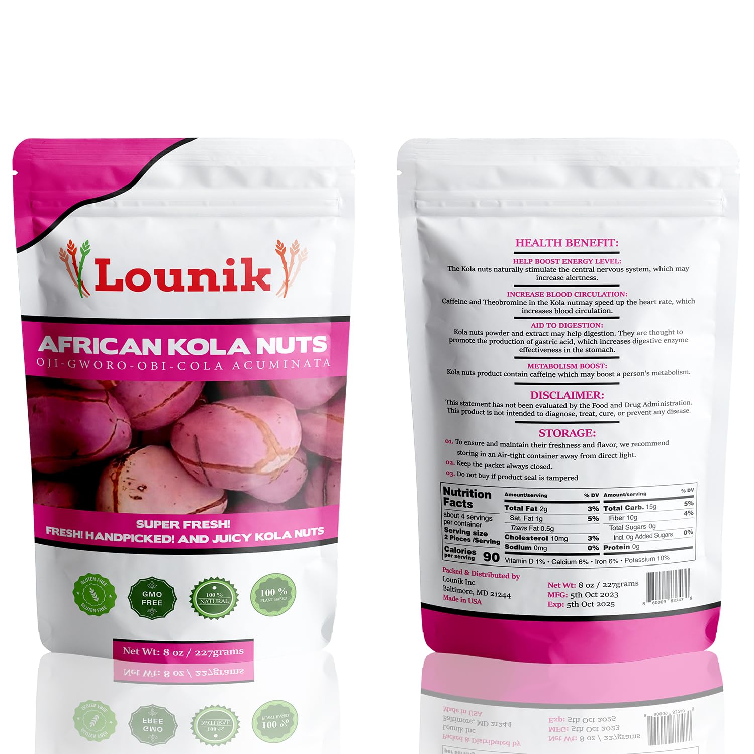 Lounik Nueces de cola africanas2 lóbulos8 oz225 g, súper frescas ...