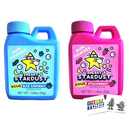 Amazon.com : Kidsmania Sneaky Stardust Sour Gum Powder (2 Pack) with 2 ...