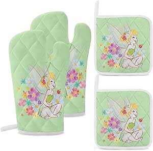 Amazon.co.jp: Peter Pan Tinkerbell Potholder Mittens, Set of 4, Oven ...