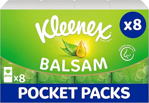Kleenex Balsam Pocket Tissues, 8 Pocket Packs of Travel Tissues, Balm ...